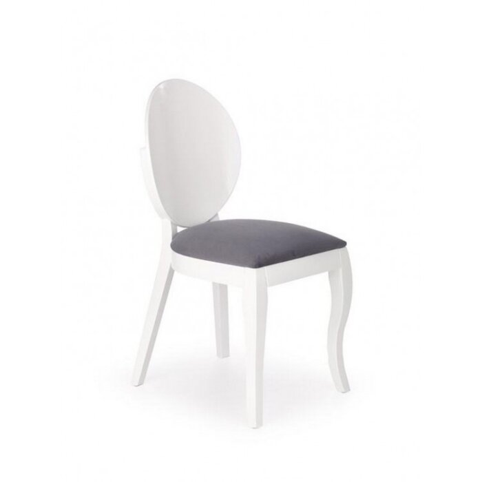 Бял трапезен стол от дърво с кръгла облегалка – GRANDecor