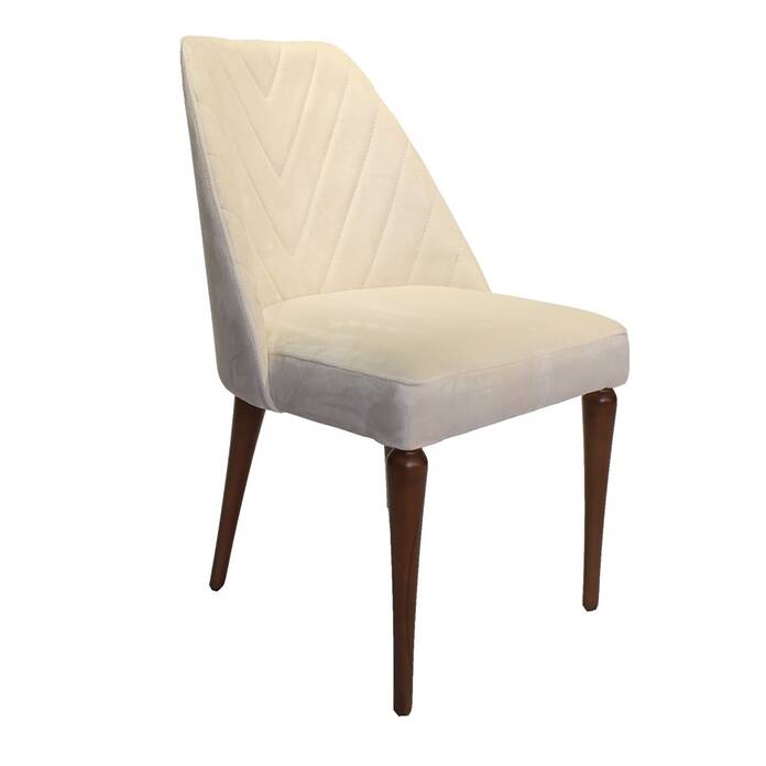 Бял трапезен стол с дървени крака в цвят тъмен орех – GRANDecor